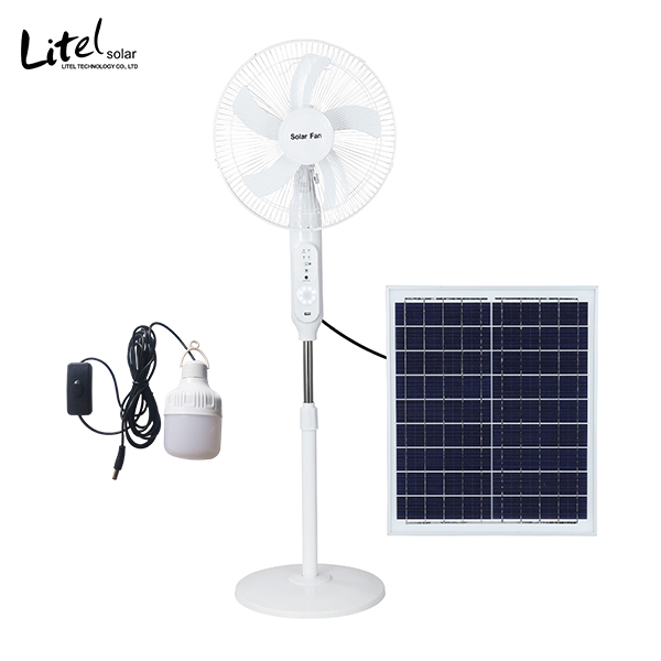 16-inch Oscillating Dual Blade Standing Pedestal Solar Fan With Remote...